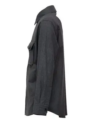 Caruso Button-up Flap-pocket Overshirt - Grey