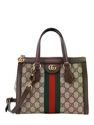 Gucci Ophidia Top Handle Gg Coated Canvas Small Tote Bag - Brown