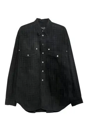 Versace 1980s Check-print Long-sleeve Shirt - Black