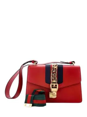 Gucci Sylvie Leather Small Shoulder Bag - Red