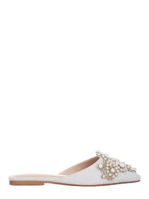 RAG & CO Astre Pearl Embellished Shimmer Mules In Silver By Rag & Co