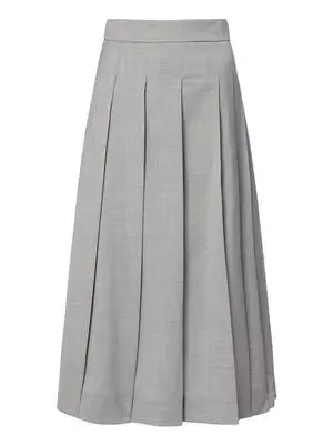 Max Mara Pleated Virgin Wool Maxi Skirt - Grey