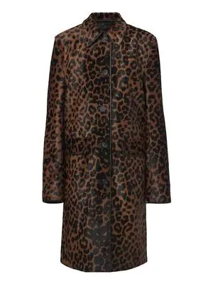 TOTEME Leopard-print Calf Hair Coat - Brown