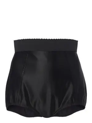 Dolce & Gabbana Scalloped Satin Micro Shorts - Black