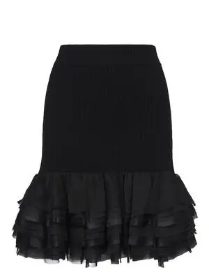 Nina Ricci Ruffled Wool And Cashmere Miniskirt - Black