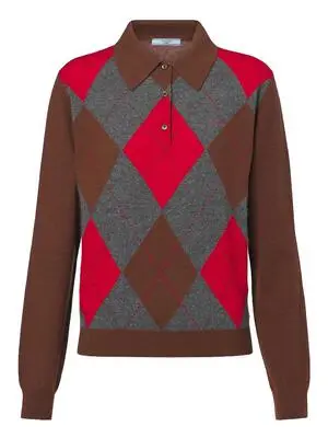 Prada Argyle Cashmere Polo Sweater - Multicoloured