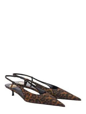 Saint Laurent Secret Leopard-print Slingback Pumps - Multicoloured