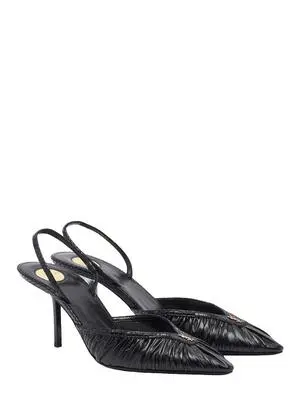 Saint Laurent Folie Cassandre Leather Slingback Pumps - Black