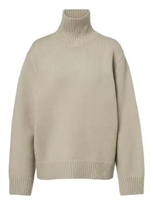 TOTEME Oversized Wool Turtleneck Sweater - Beige