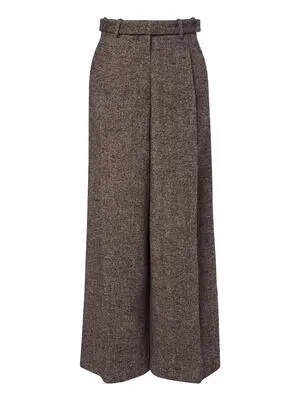 Magda Butrym Herringbone Wool-blend Wide-leg Pants - Brown