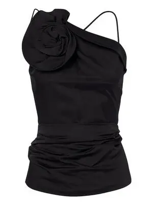 MAGDA BUTRYM Floral-appliqué Cotton And Silk Top