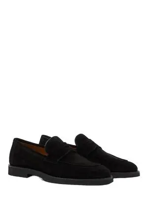 Magnanni Cervan Suede Penny Loafers Black