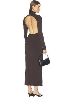 THE LINE BY K Lenny Open Back Jersey Maxi Dress - Chocolate