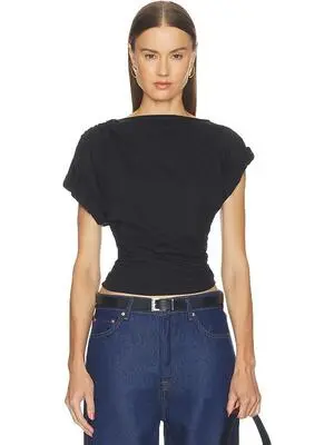 THE LINE BY K Francine Pleated Short Sleeve T-shirt - Black