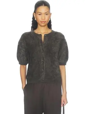 LISA YANG Lucianne Cardigan In Charcoal - Dark Fern