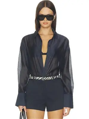4TH & RECKLESS X Gracey Sheer Shirt - Navy
