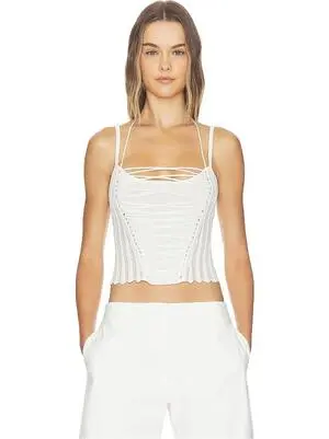 HAELO Laced Chevron Halter Top - Ivory
