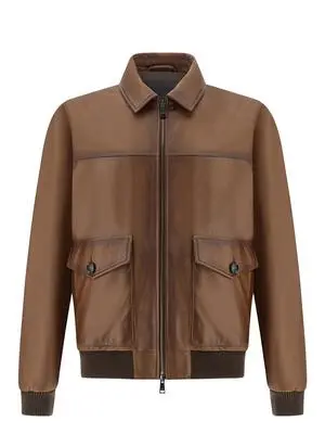 Paul & Shark Aqualeather Bomber Jacket - Pinecone