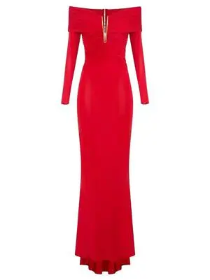 Elisabetta Franchi Carpet Dress In Lightweight Crêpe Jersey - Red