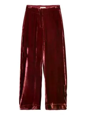 GENTRYPORTOFINO Velvet Palazzo Pants - Red