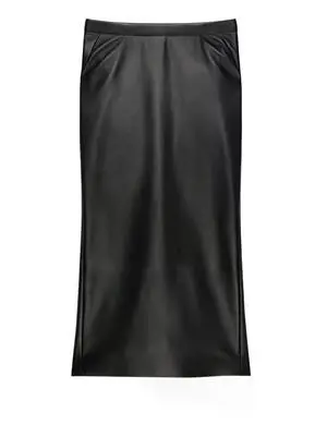 Givenchy Midi Kickback Skirt In Nappa Leather - Black