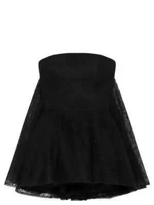 Givenchy Mini Bustier Dress In Lace With Cape - Black