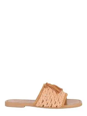RAG & CO Cedar Handwoven Natural Tan Tassel Flats In Tan By - Orange