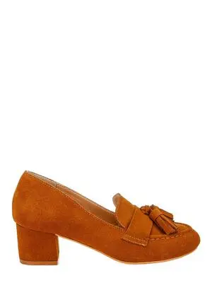 RAG & CO Aloha Tassels Detail Genuine Suede Loafers In Tan By - Orange