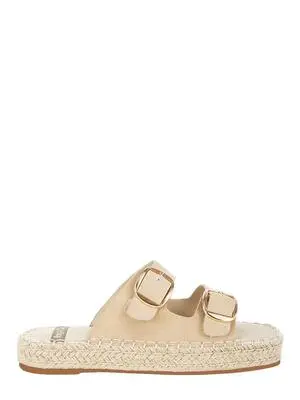 RAG & CO Neutrals Kuopa Genuine Soft Leather Espadrille Flatform Sandals In Beige By - Beige/black