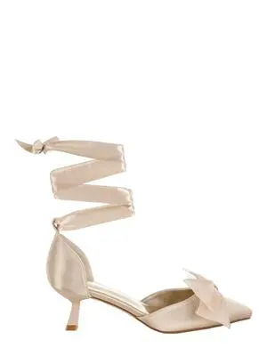 RAG & CO Neutrals Cadell Bow Detail Satin Sandals In By Rag & Co