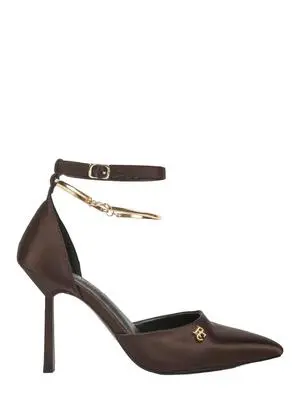 RAG & CO Hobnob Anklet Embellishment Stiletto Sandals In Dark Brown By Rag & Co