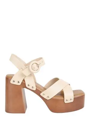 RAG & CO Neutrals Cristina Cross Strap Embellished Heels In By - Beige