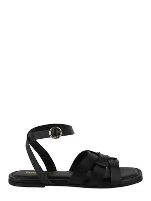 RAG & CO Ashton Flat Ankle Strap Sandals By - Black