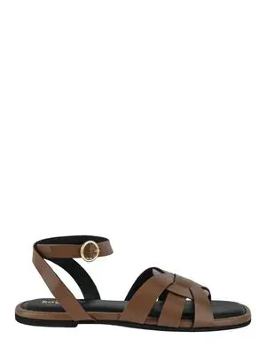 RAG & CO Ashton Tan Flat Ankle Strap Sandals By - Brown