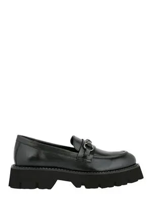 RAG & CO Cheviot Chunky Leather Loafers In By - Black