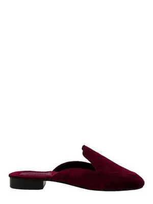 RAG & CO Batiste Velvet Handcrafted Mules In Burgundy By - Red