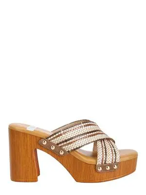 RAG & CO Finley Raffia High Block Heel Clogs In Tan By - Brown