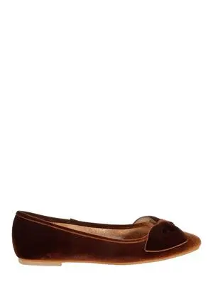 RAG & CO Pothos Luxurious Velvet Bow Ballerinas In Bronze By - Brown