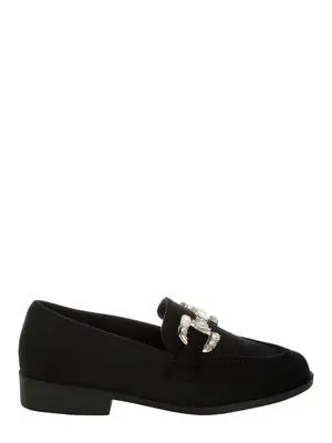 RAG & CO Maestro Diamante Embellished Horsebit Loafers In By - Black
