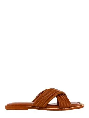 RAG & CO Eura Tan Quilted Leather Flats By - Brown