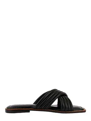 RAG & CO Eura Quilted Leather Flats By - Black