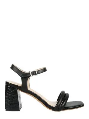 RAG & CO Edyta Ankle Strap Block Heel Sandals In Black By Rag & Co