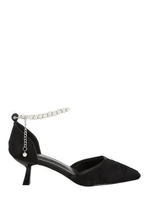 RAG & CO Laika Lace Kitten Heel Sandals In By - Black