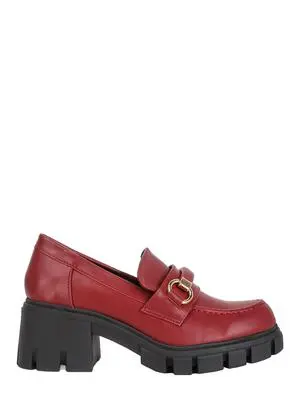 RAG & CO Evangeline Chunky Platform Loafers In Burgundy By - Red