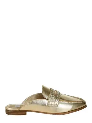 RAG & CO Adam Lane Stud Detail Metallic Pleather Mules By - Gold