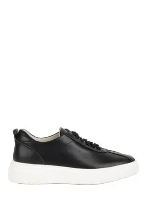 RAG & CO Magull Solid Lace Up Leather Sneakers In Black By Rag & Co Black