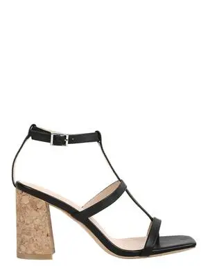 RAG & CO Mirabella Open Square Toe Block Heel Sandals In Black By Rag & Co Black