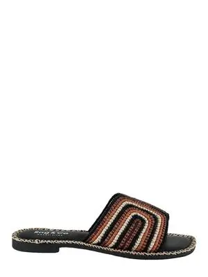 RAG & CO Kente Patterned Raffia Slip-on Flats In By - Black