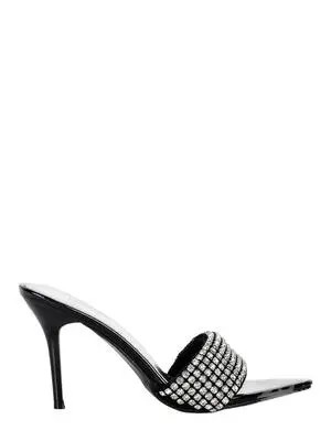 RAG & CO Adina Diamante Embellished Slip On Sandals In By - Black