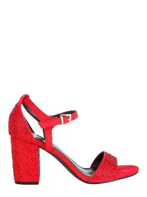 RAG & CO Navoli Rhinestones Embellished Sandals In By - Red